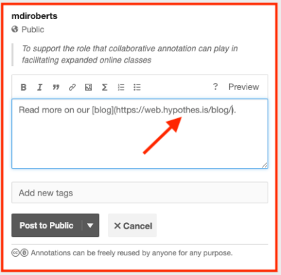 Adding Links and Images to Your Annotations : Hypothesis