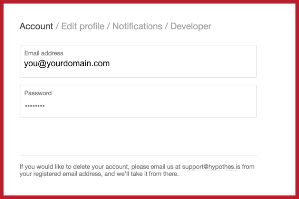 Changing Your Email Address or Password : Hypothesis