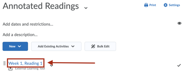 Creating Hypothesis-Enabled Readings in D2L Brightspace : Hypothesis