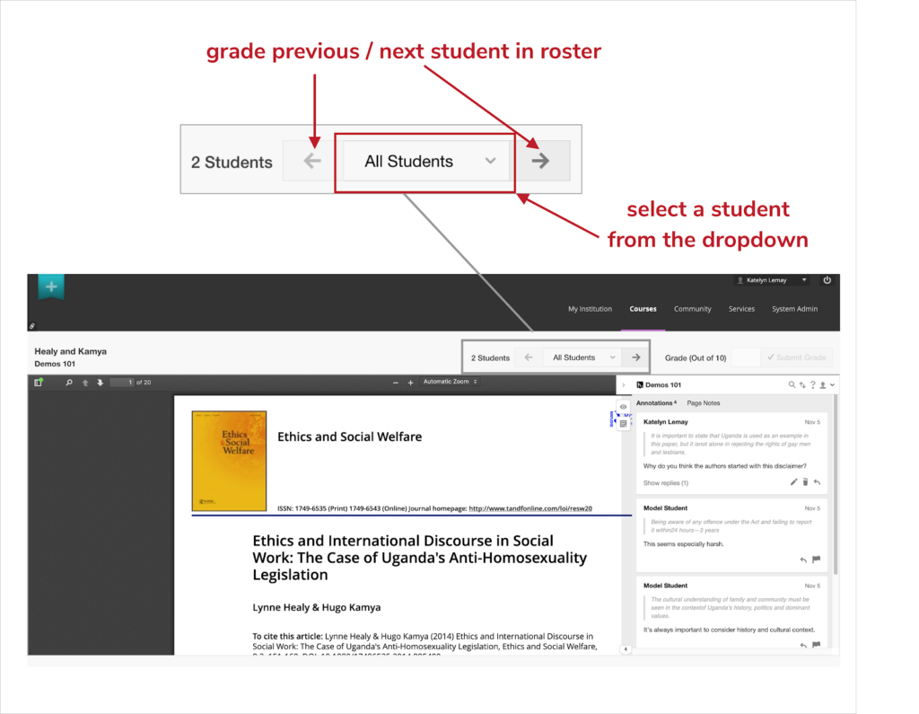 Grading Student Annotations in Blackboard : Hypothesis