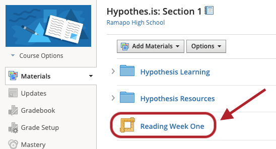 Creating Hypothesis-Enabled Readings in Schoology : Hypothesis