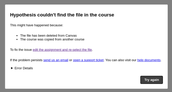 Fixing a Broken Canvas File Link : Hypothesis