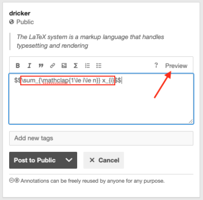 Formatting Annotations with LaTeX : Hypothesis