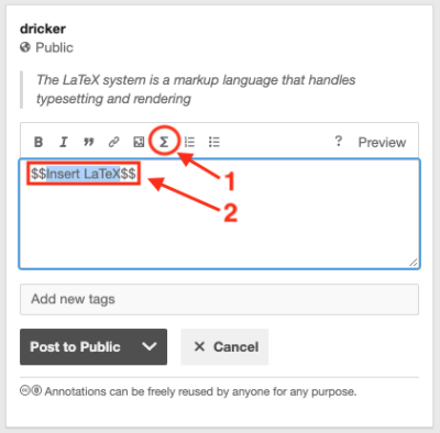 Formatting Annotations with LaTeX : Hypothesis