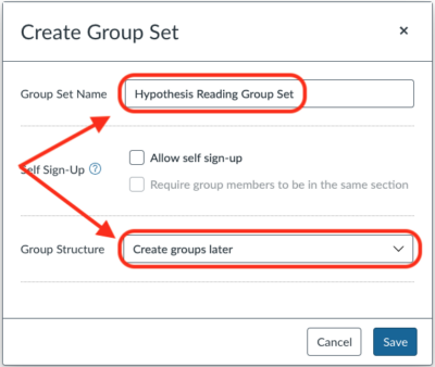 Using Canvas Groups to Create Hypothesis Reading Groups : Hypothesis