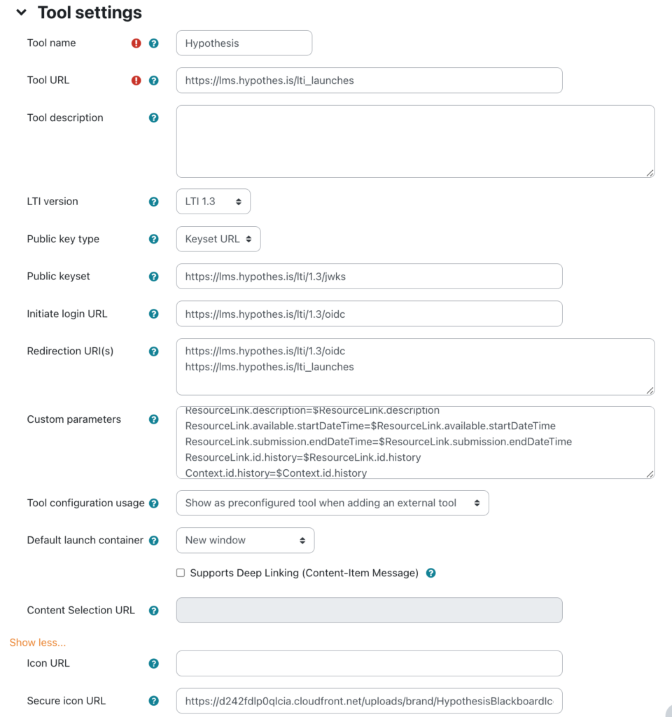 Installing Hypothesis in Moodle – LTI 1.3 (Worldwide) : Hypothesis