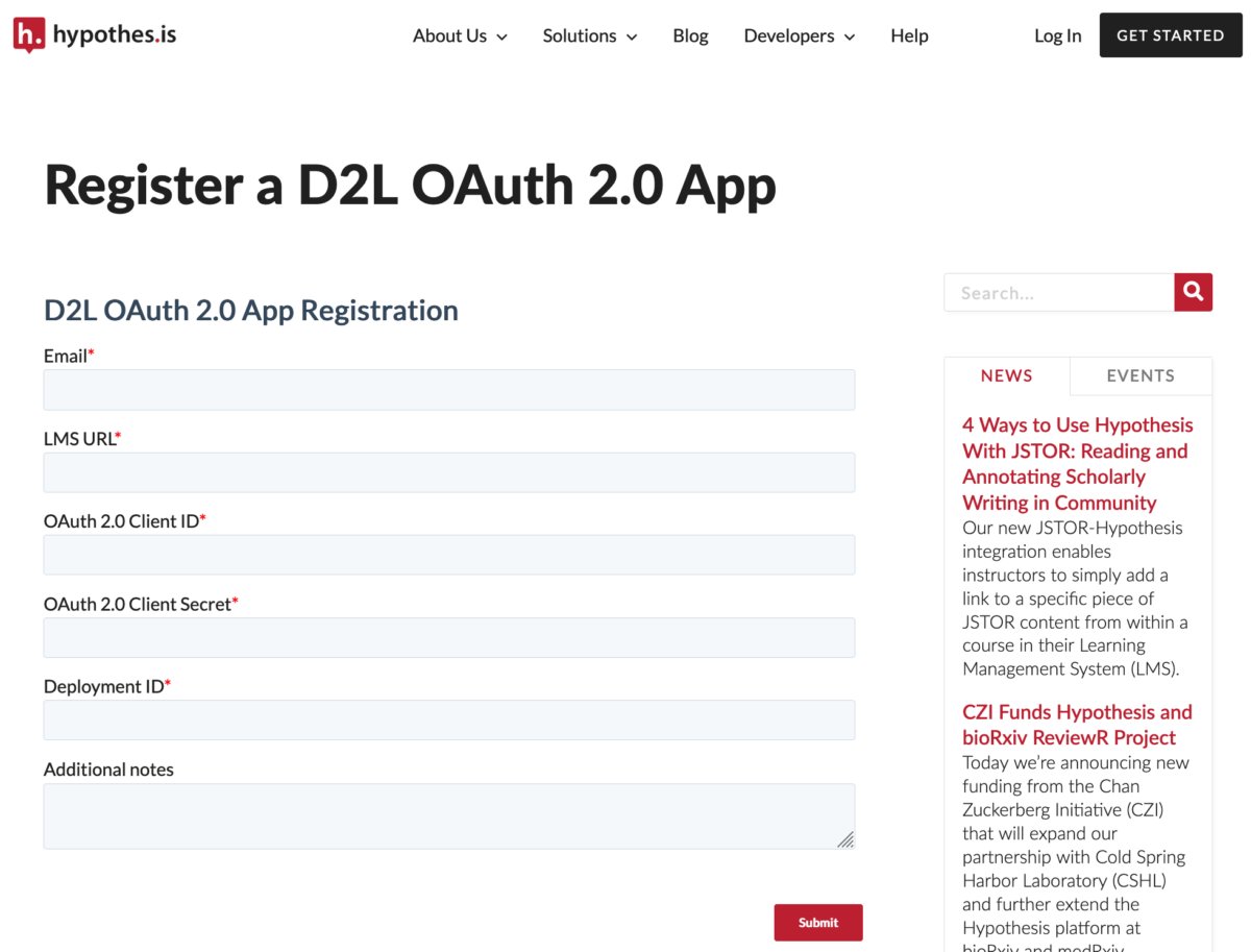 Register a new D2L Brightspace OAuth 2.0 app integration for an ...