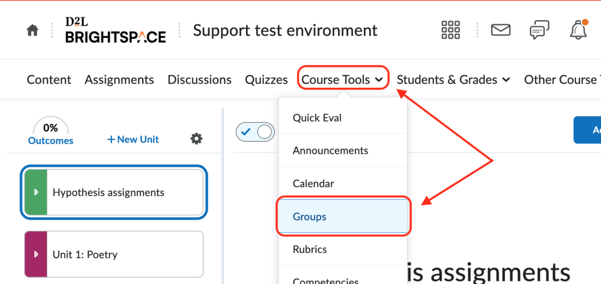 Using D2L Brightspace Groups to Create Hypothesis Reading Groups : Hypothesis