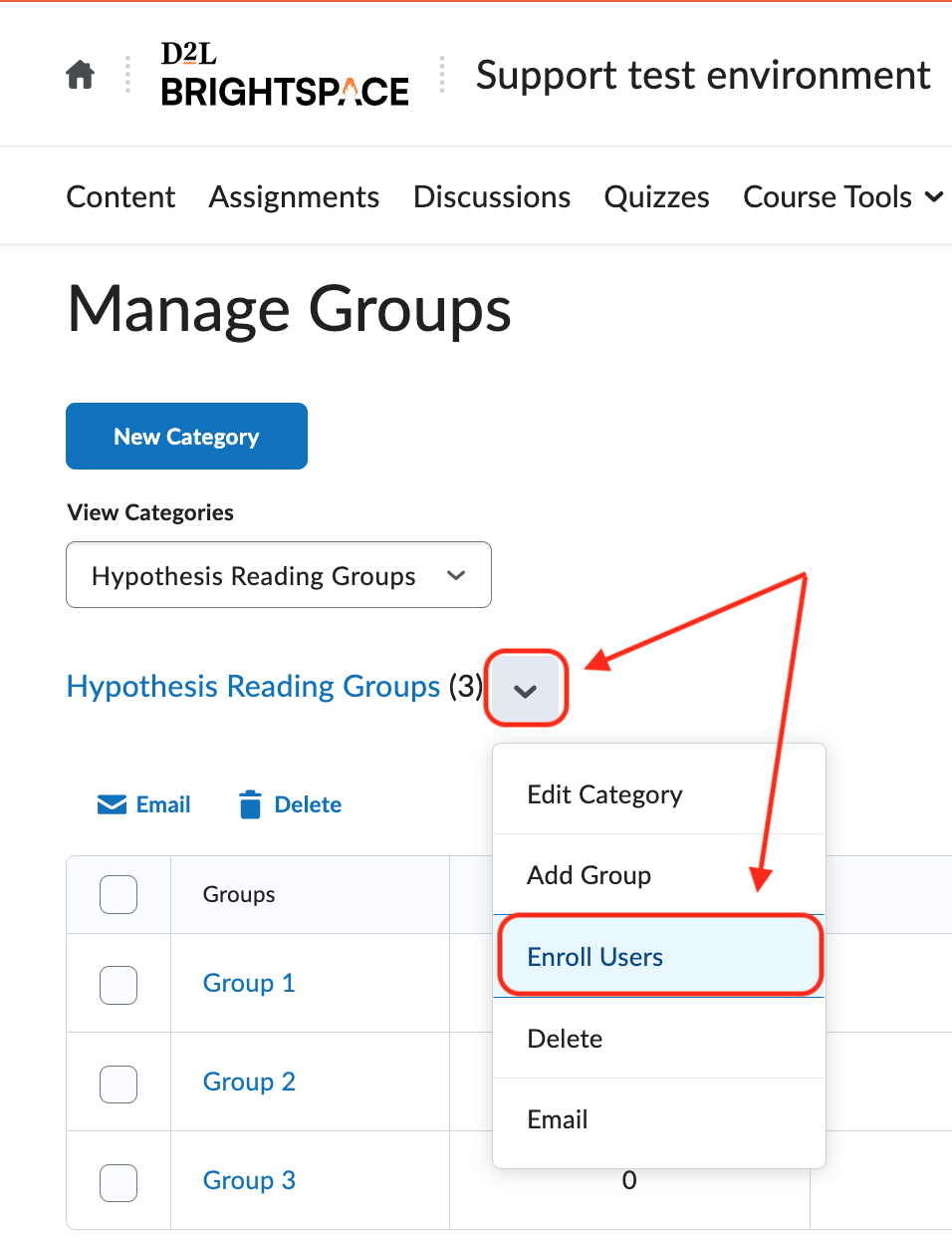 Using D2L Brightspace Groups to Create Hypothesis Reading Groups : Hypothesis