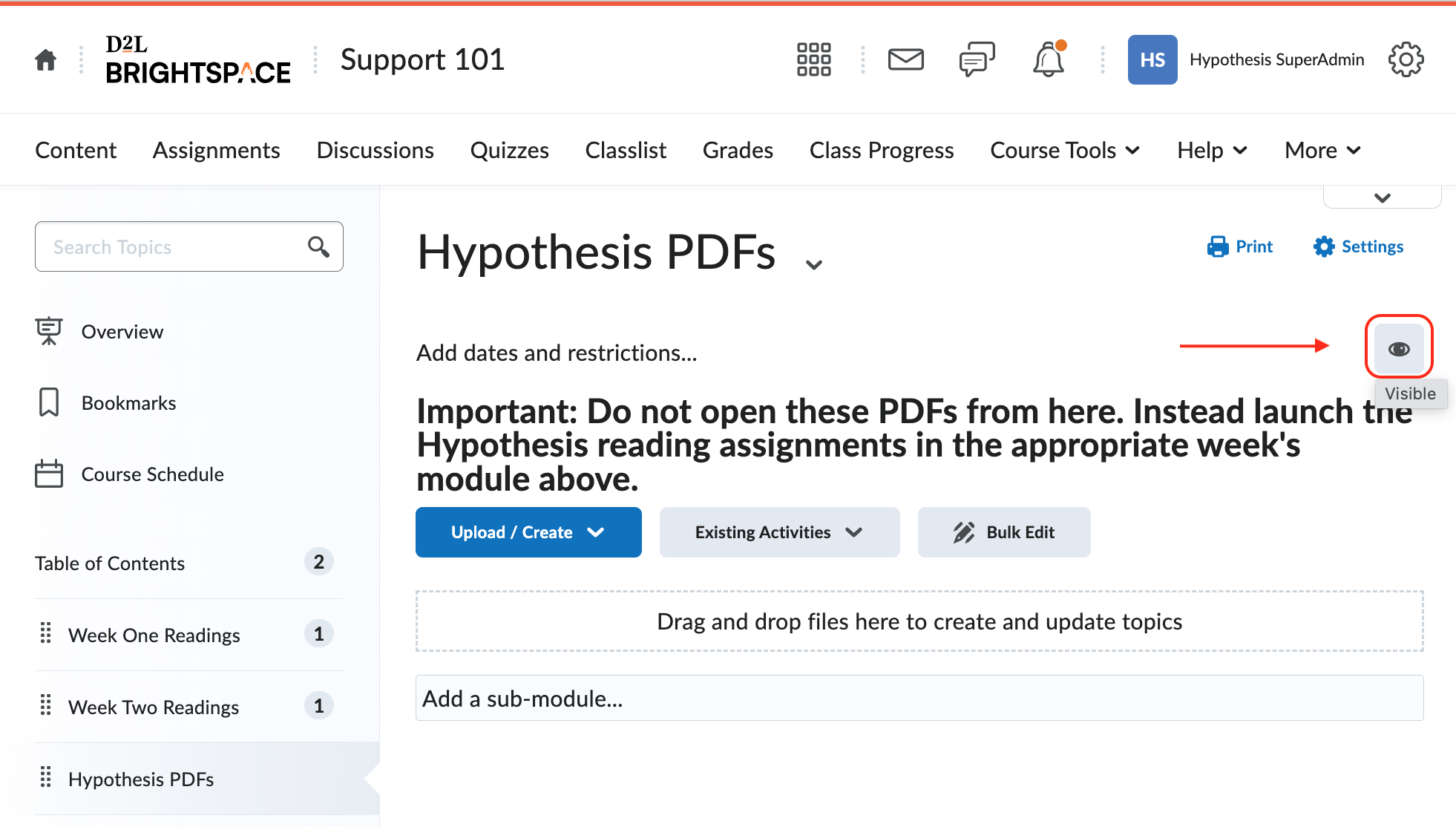 Using Hypothesis With D2L Brightspace Course Content Files : Hypothesis