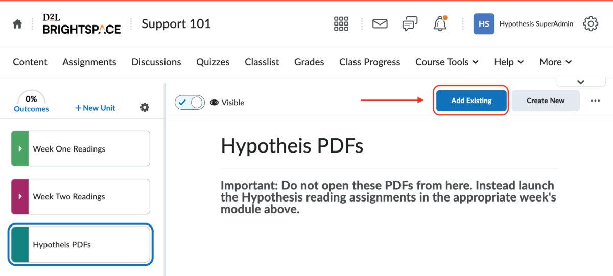 Using Hypothesis With D2L Brightspace Course Content Files : Hypothesis