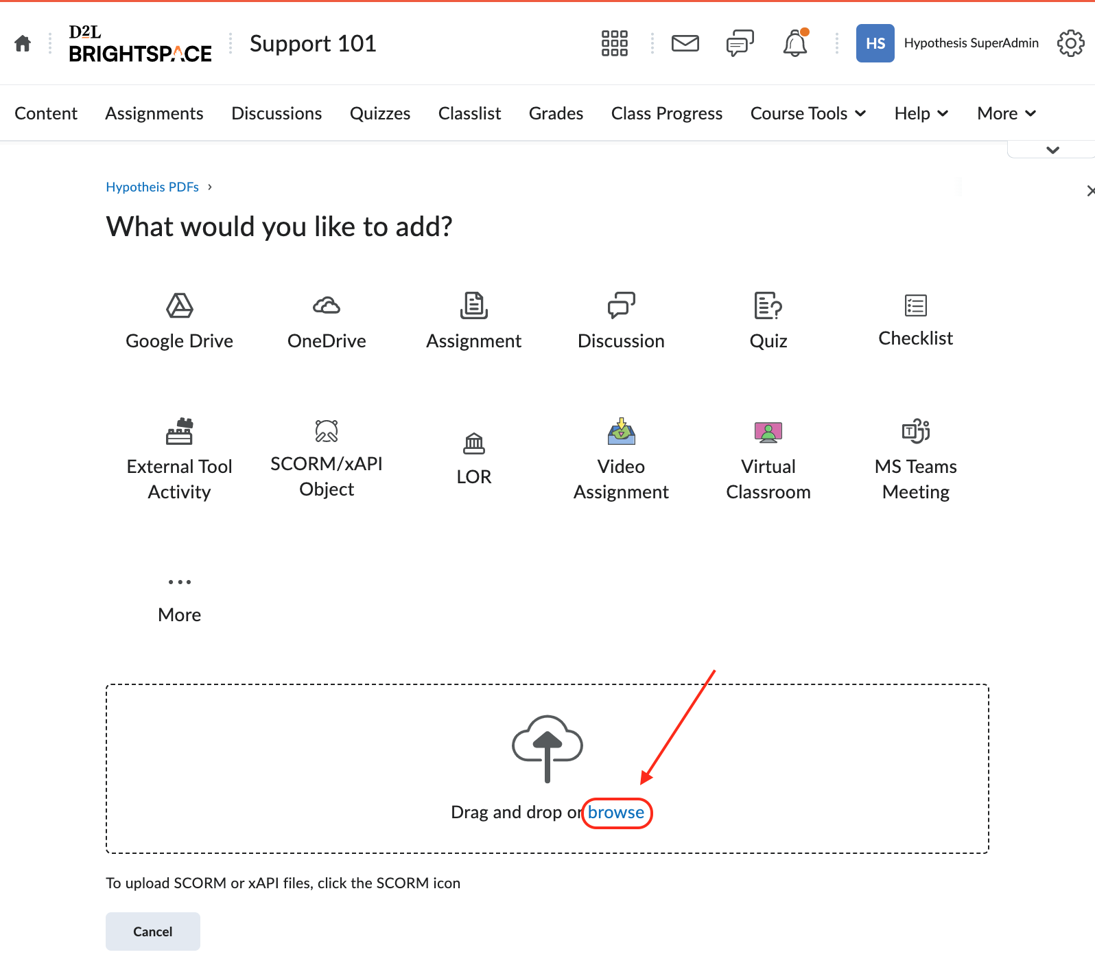 Using Hypothesis With D2L Brightspace Course Content Files : Hypothesis
